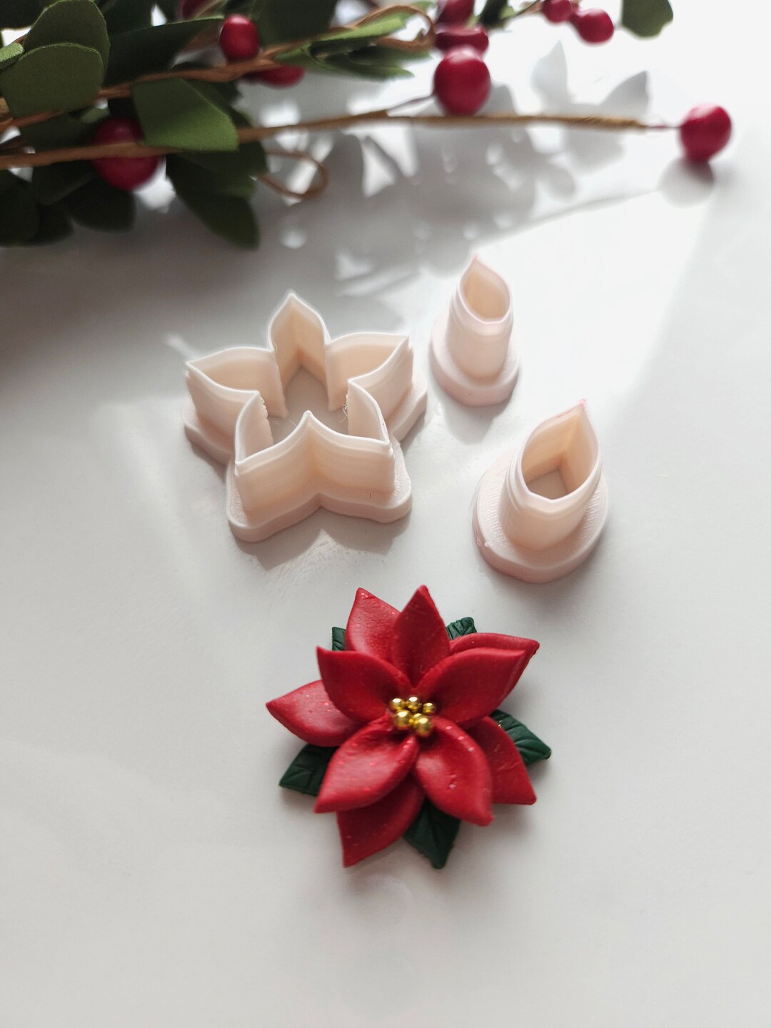 Poinsettia Clay Cutter Set 3 Pieces Christmas Polymer Clay Cutters ...