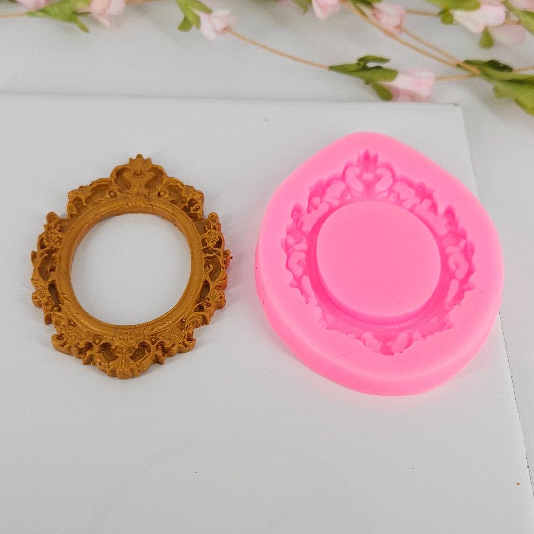 Vintage Frame Silicon Mold, Mirror Frame Silicone Mold, Oval Frame Mold ...