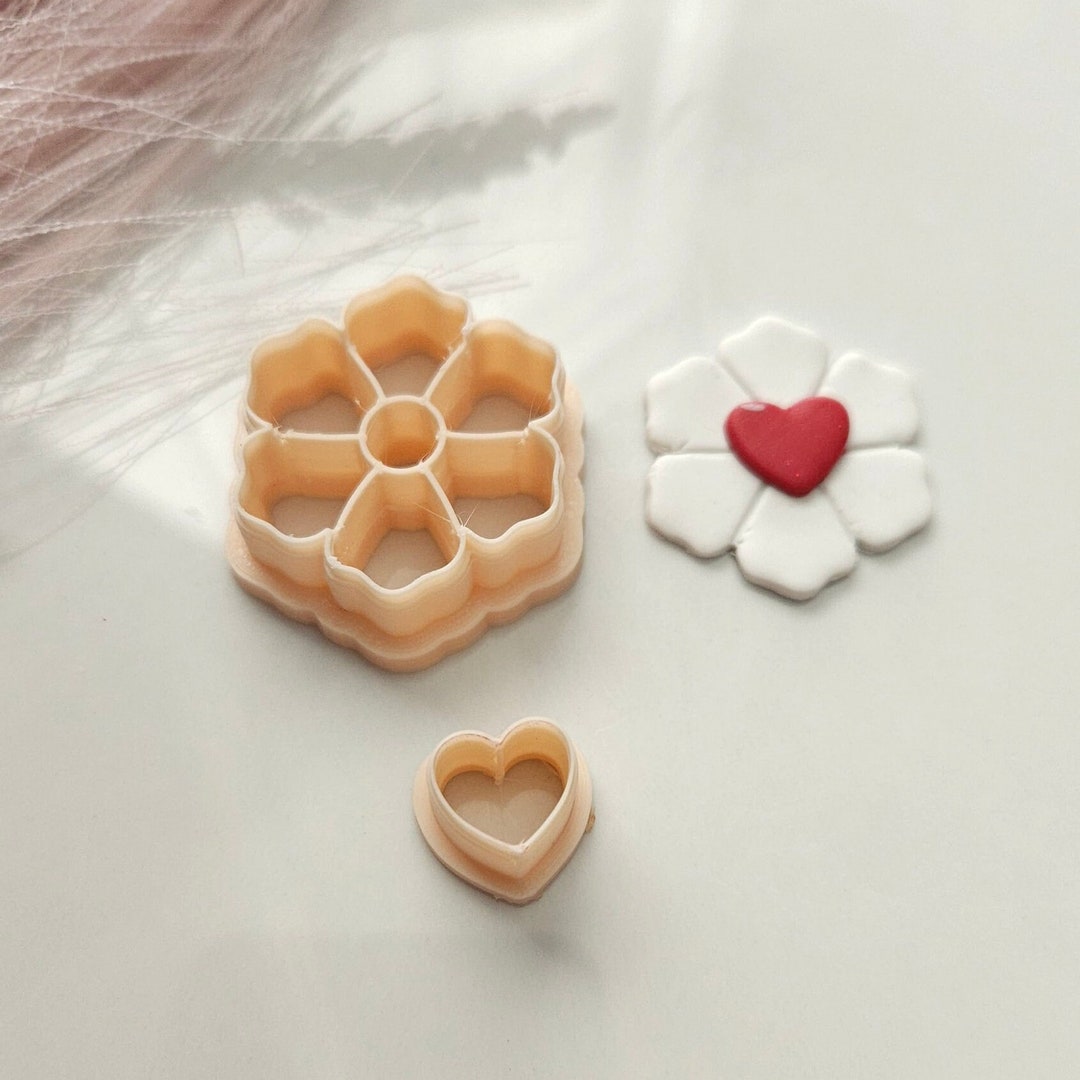 Flower Heart Clay Hearts Clay Cutter Love Clay Cutter Polymer Clay ...