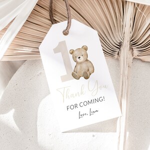 Bear Favour Tags Printable, Editable Birthday Tag, Teddy Bear Party ...