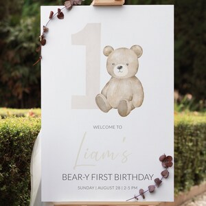Bear Welcome Sign, Beary 1st Birthday Welcome Sign, Beary First ...