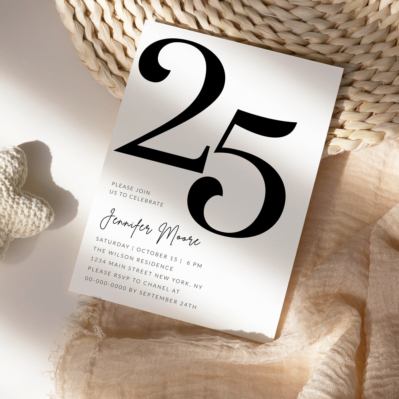 Editable Birthday Party Digital Invitation, 25th Birthday Invitation ...