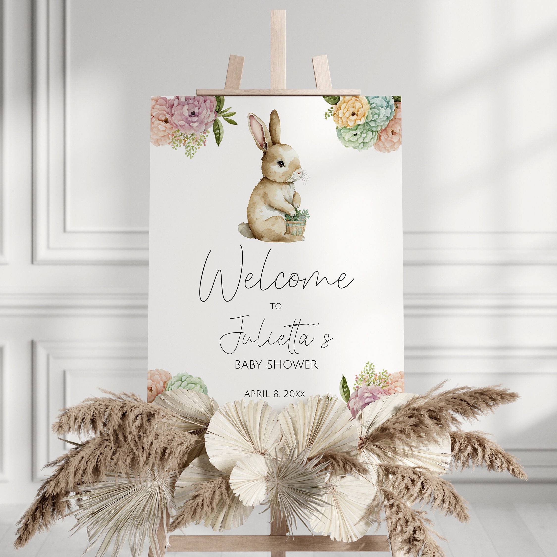 Bunny Baby Shower Welcome Sign, A New Bunny Baby Shower, Little Bunny ...