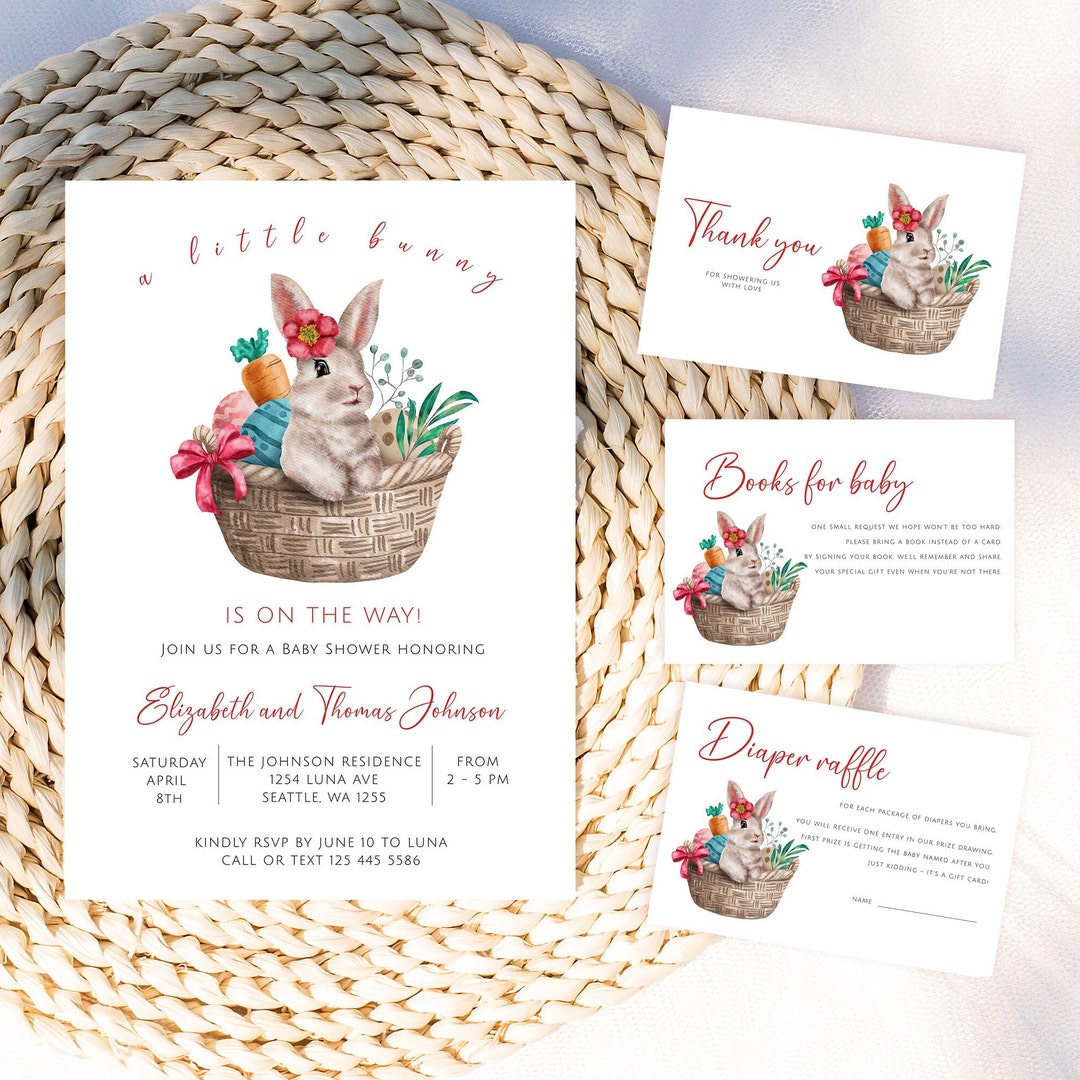 Rabbit Baby Shower, A Little Bunny, Rabbit Invitation, Boho Spring ...