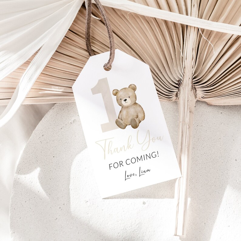 Bear Favour Tags Printable, Editable Birthday Tag, Teddy Bear Party ...