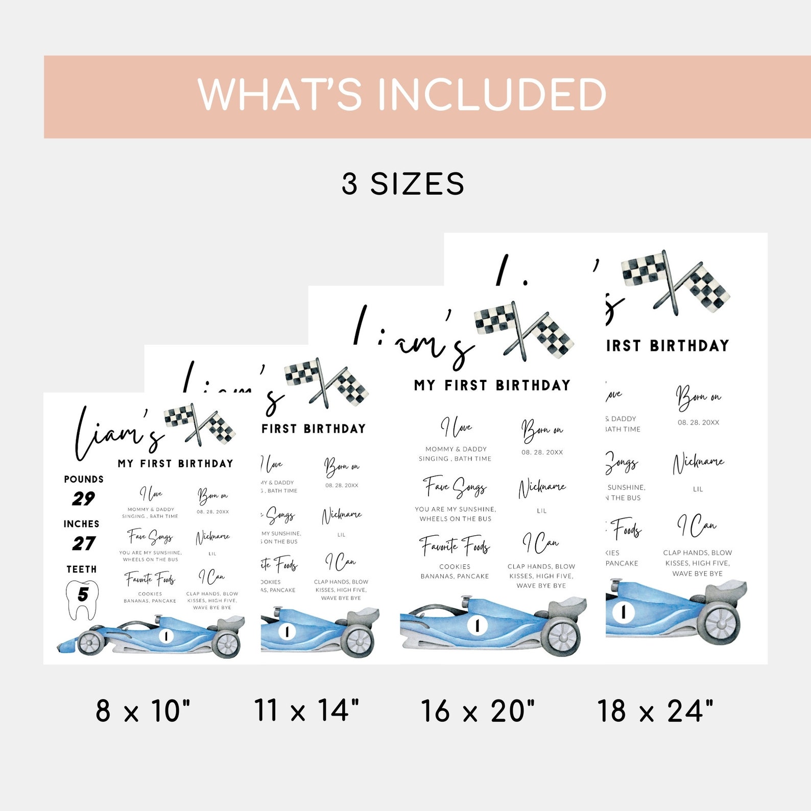 FAST ONE Milestone Sign, 1st Birthday Milestone Board, Race Car First ...