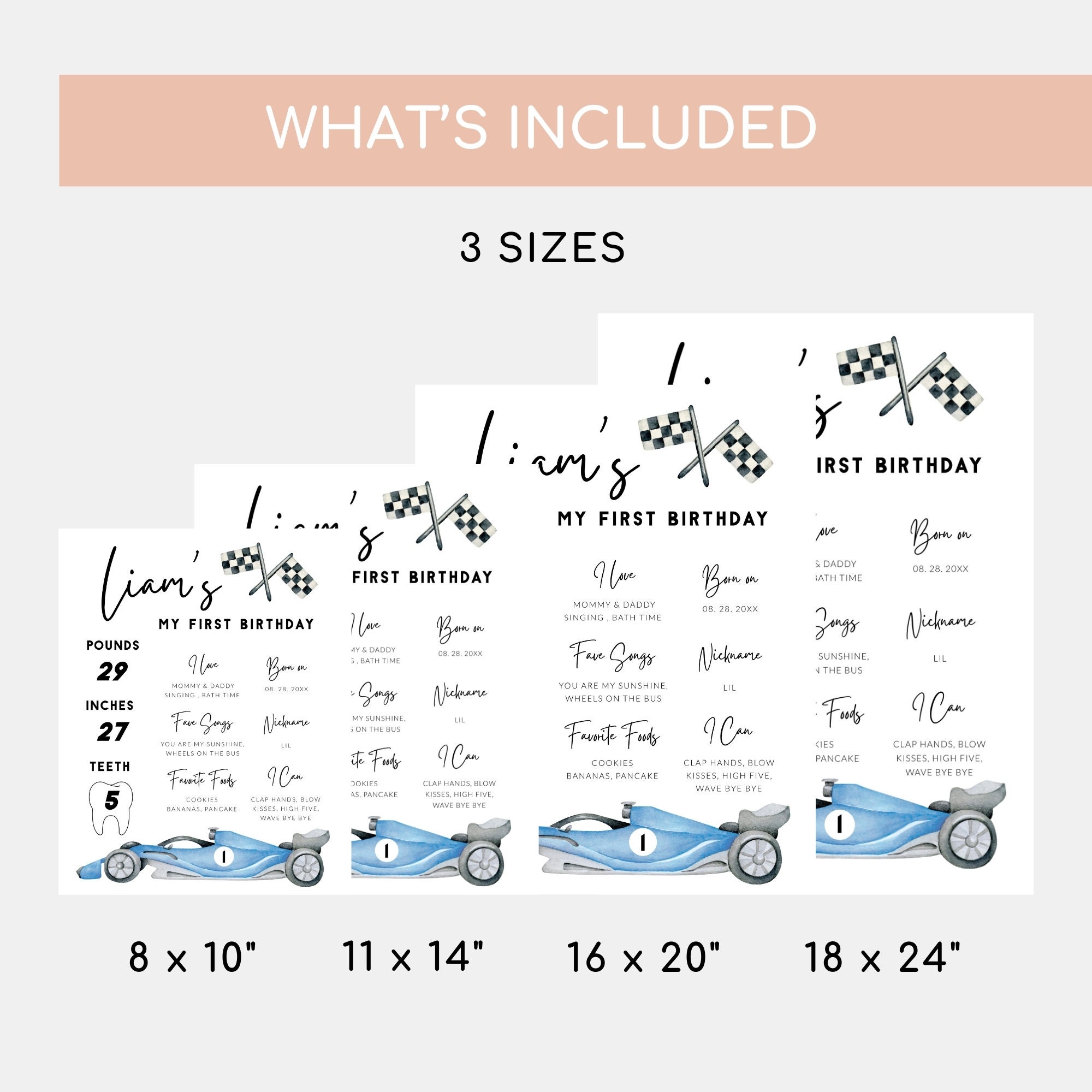 FAST ONE Milestone Sign, 1st Birthday Milestone Board, Race Car First ...