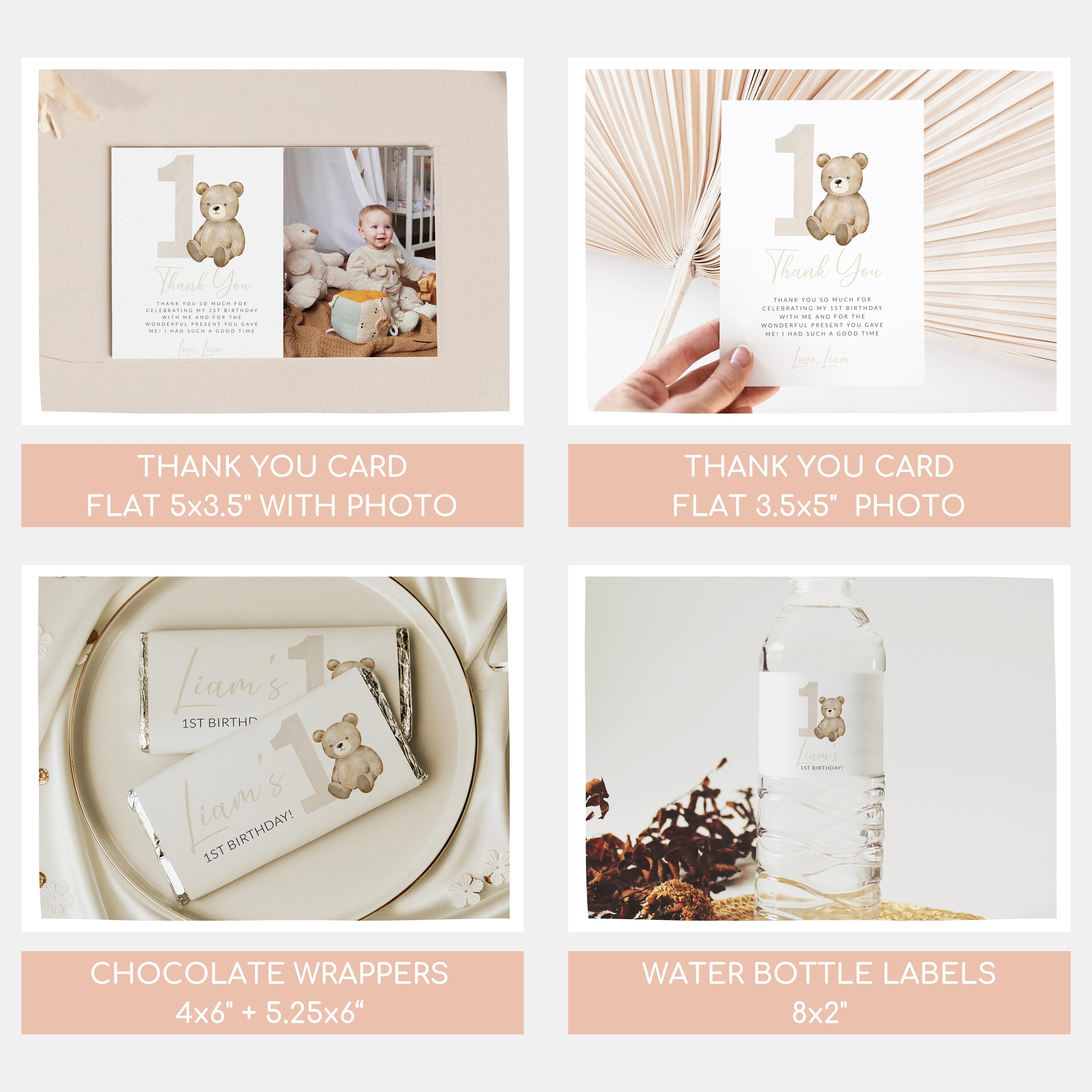 Beary First Birthday Invitation, Bear Birthday Invitation Bundle, Teddy ...