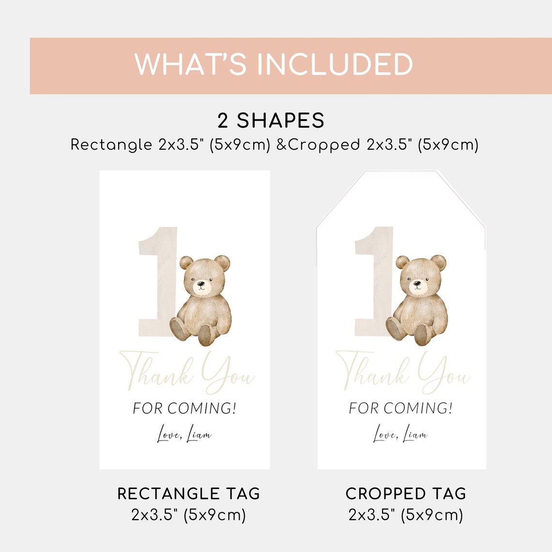 Bear Favour Tags Printable, Editable Birthday Tag, Teddy Bear Party ...