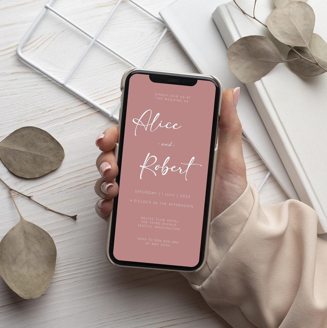 Minimal Wedding Invite, Simple Elegant Wedding Invitation Template ...