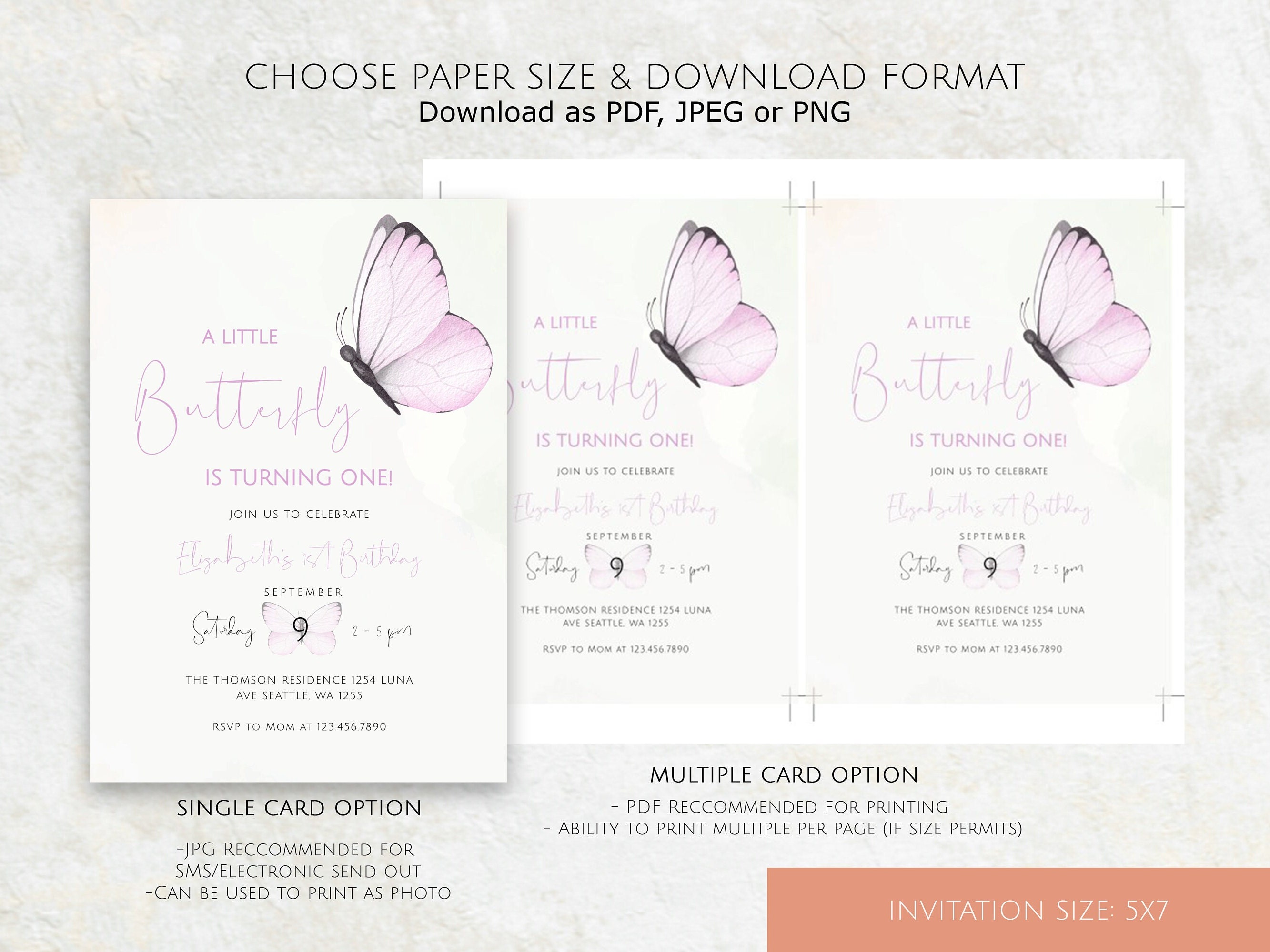 Butterfly Birthday Invitation, Butterfly Invitation, Girl Butterfly ...