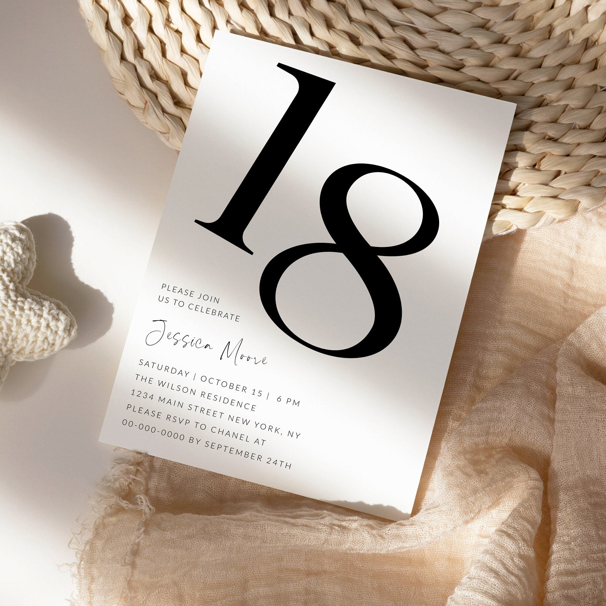 18th Birthday Invitation Digital, Editable Template, Invites for Teen ...