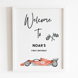 FAST ONE Welcome Sign, Race Car 1st Birthday, Race Car First Birthday ...