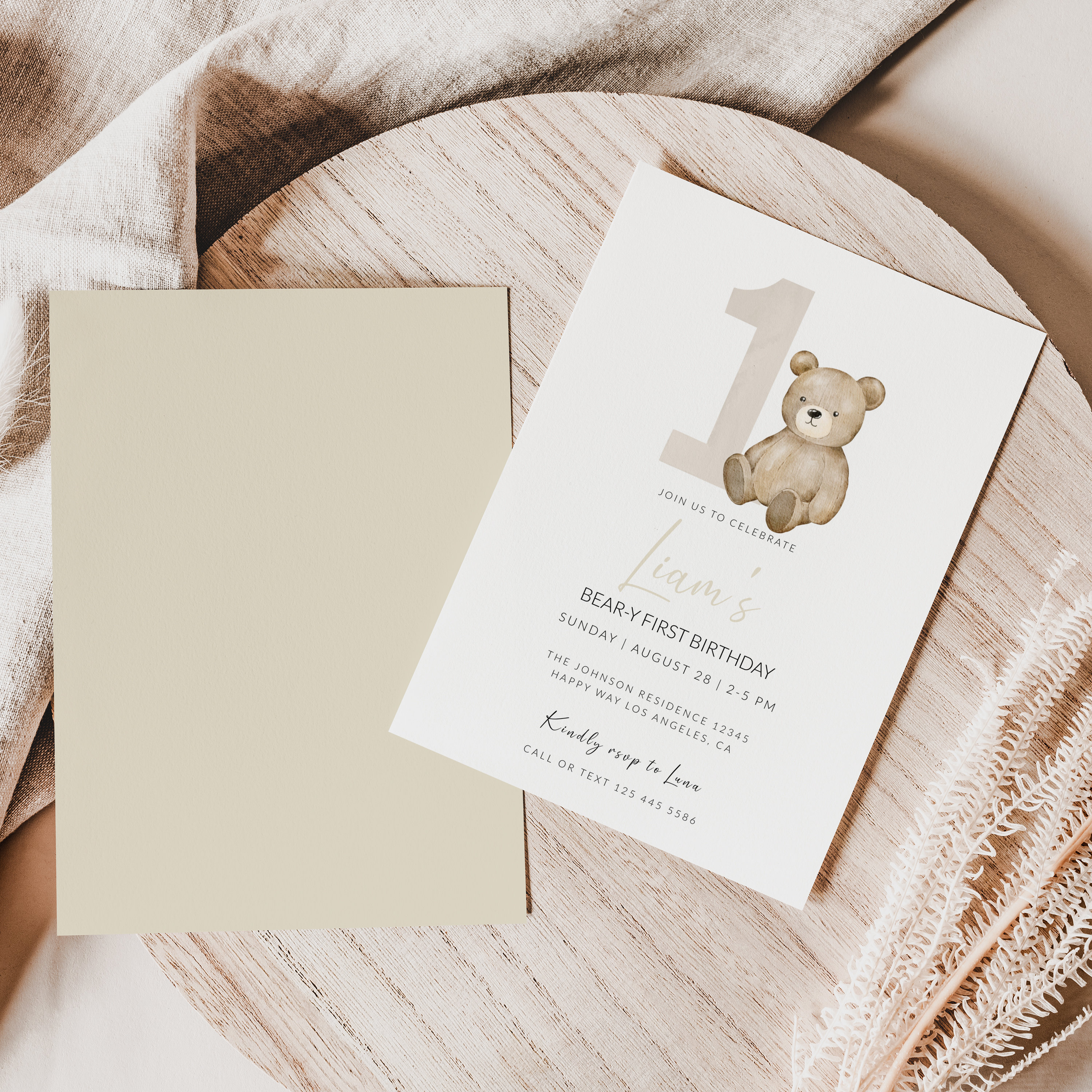 Beary First Birthday Invitation, Bear Birthday Invitation Bundle, Teddy ...