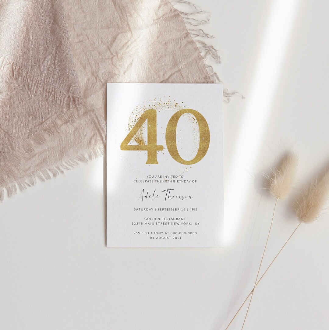 Digital Forty Birthday Invitation Template, 40th Birthday Invitation ...