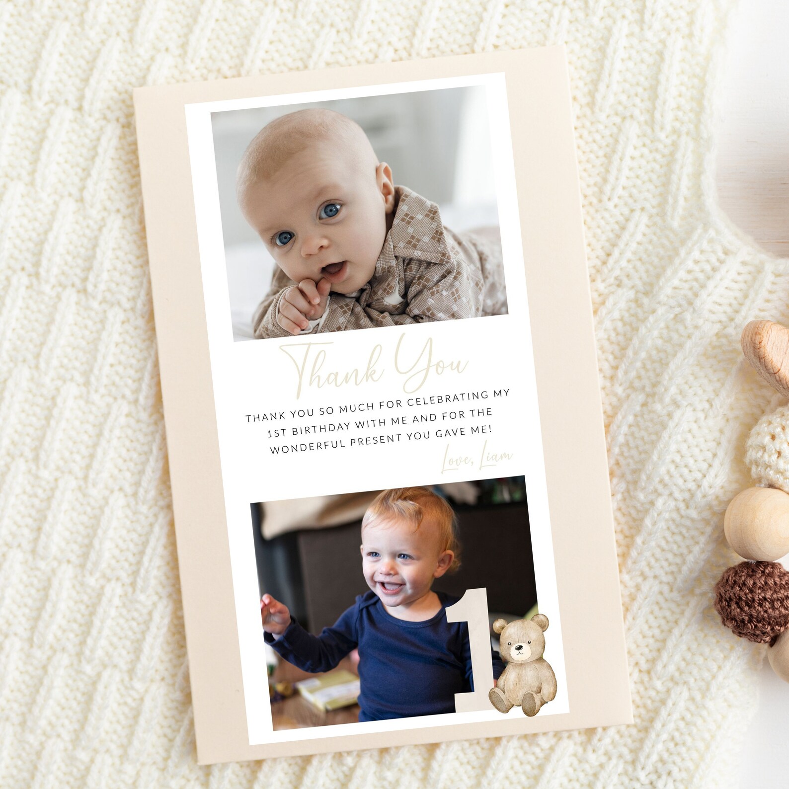 Bear Thank You Card Template, Printable Thank You Card, Teddy Bear ...