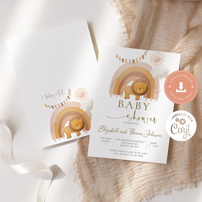 Rainbow Baby Shower Invitation Bundle Boho Rainbow Baby - Etsy