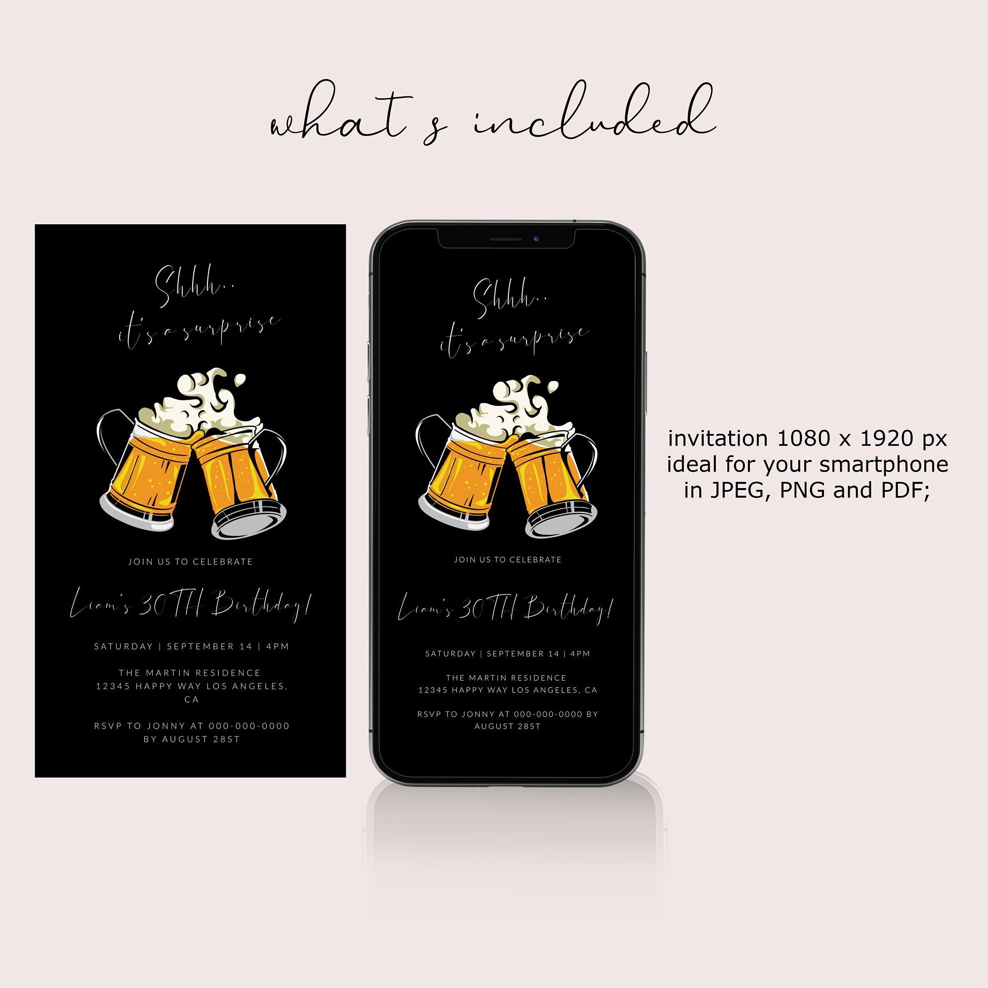 Editable Birthday Party Digital Invitation, 30th Birthday Invitation ...