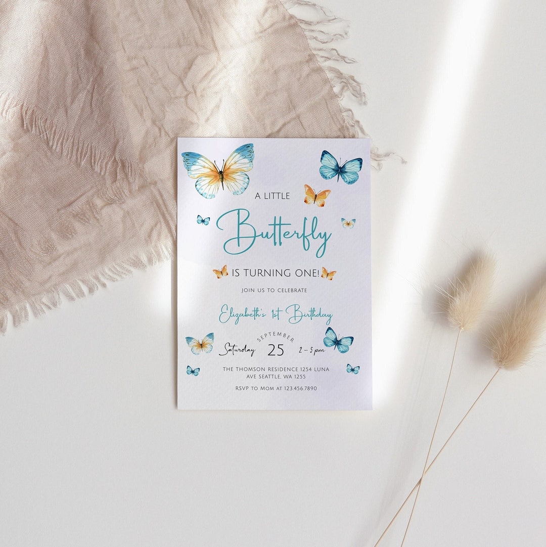 Butterfly Birthday Invitation, Butterfly Invitation, Girl Butterfly ...