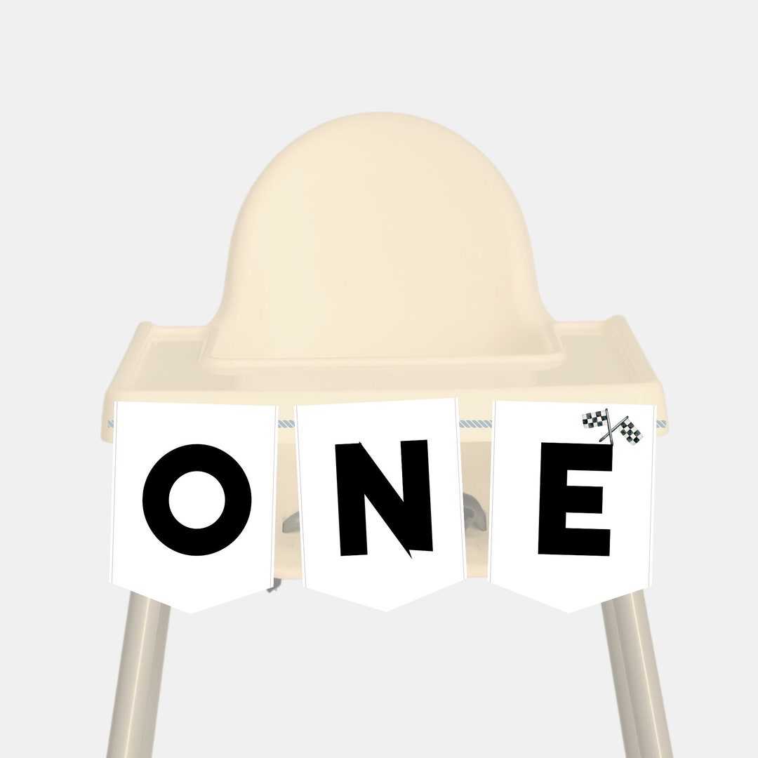 Race Car High Chair Banner Printable, 1st Birthday Banner for High ...