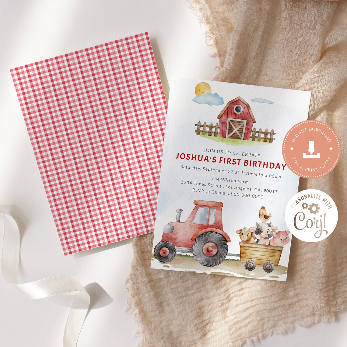 Farm Birthday Party Invitation Template, Farm Animals Birthday ...