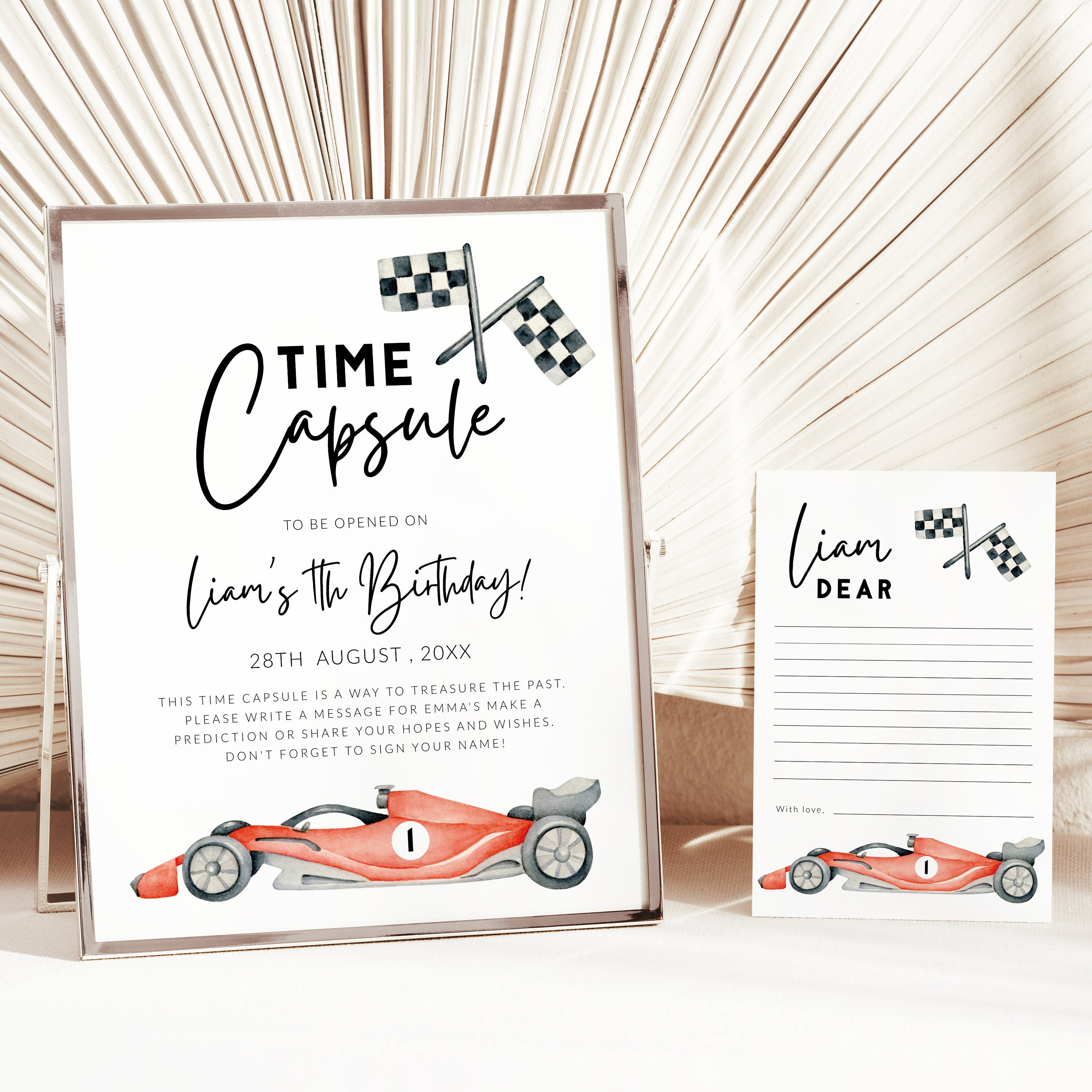 Red Race Car Time Capsule, First Birthday Time Capsule Printable ...