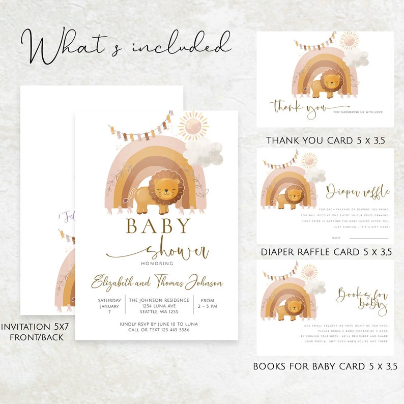Rainbow Baby Shower Invitation Bundle Boho Rainbow Baby - Etsy