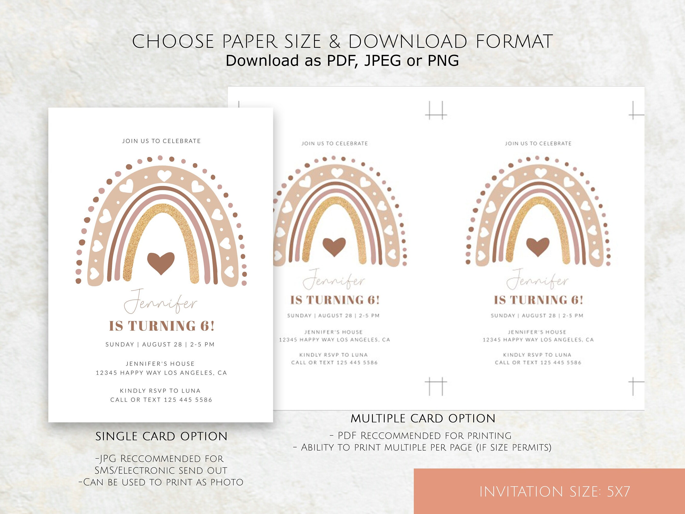 Editable Rainbow Birthday Invitation, Rainbow Invitation, Girl Pastel ...