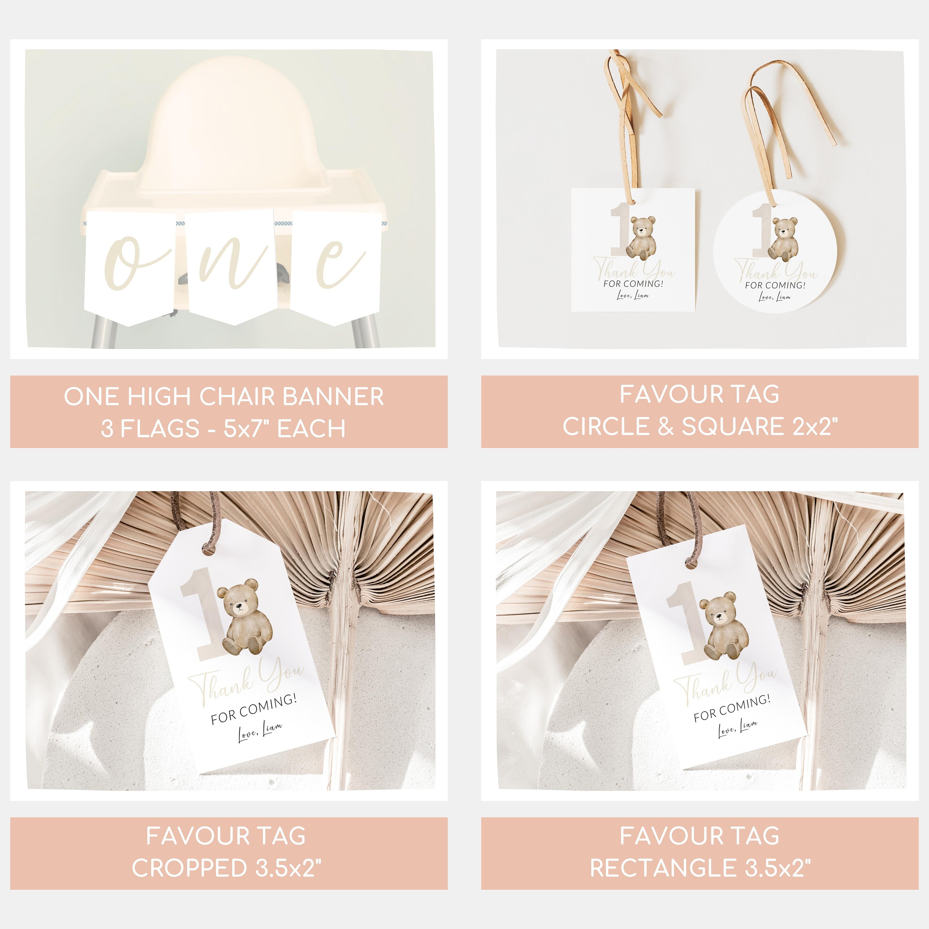 Beary First Birthday Invitation, Bear Birthday Invitation Bundle, Teddy ...