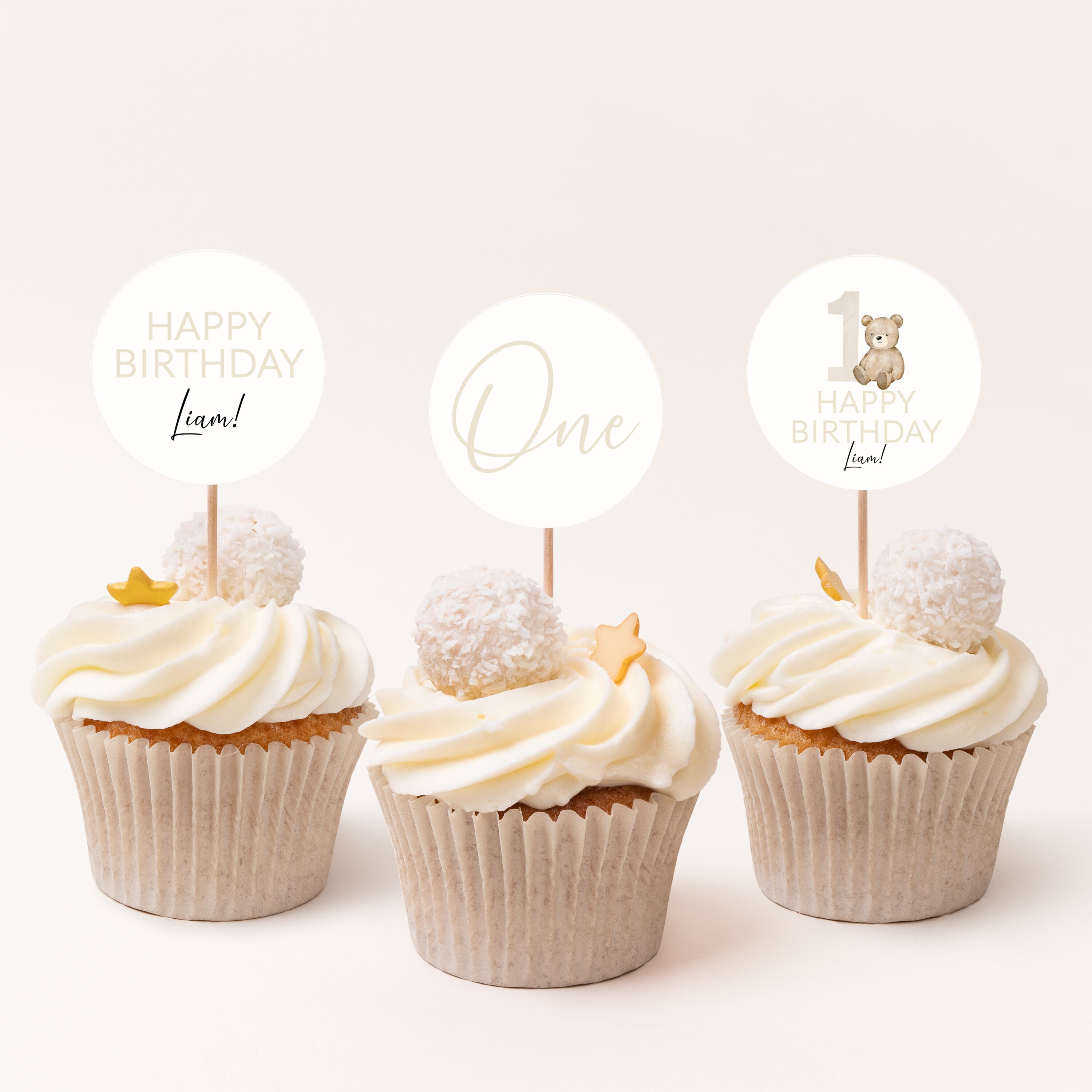 Bear Cupcake Toppers, Beary 1st Birthday, Cupcake Topper Printable ...