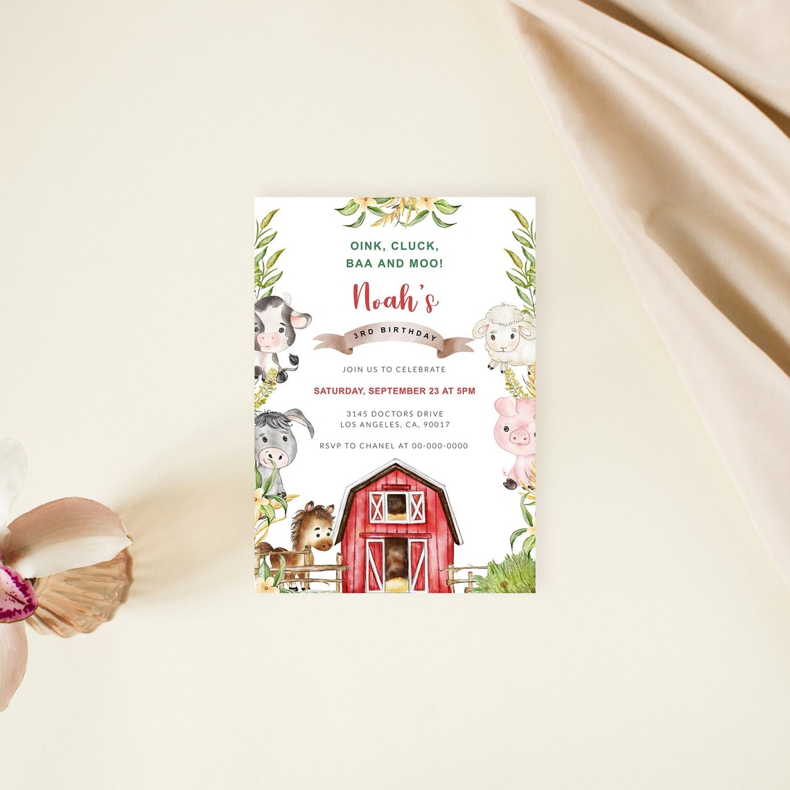 Farm Birthday Party Invitation Template, Farm Animals Birthday ...