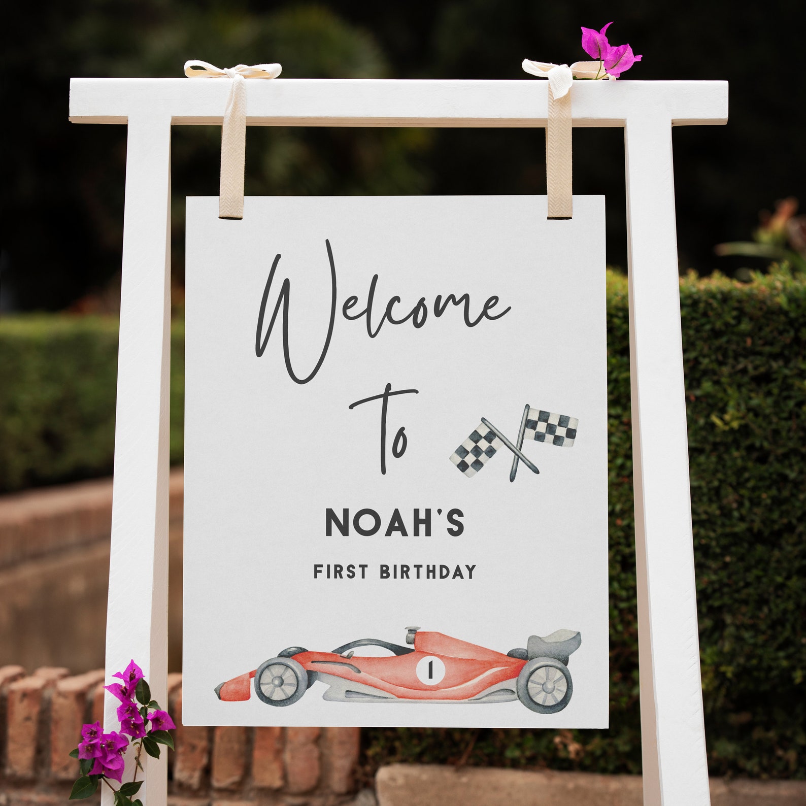 FAST ONE Welcome Sign, Race Car 1st Birthday, Race Car First Birthday ...