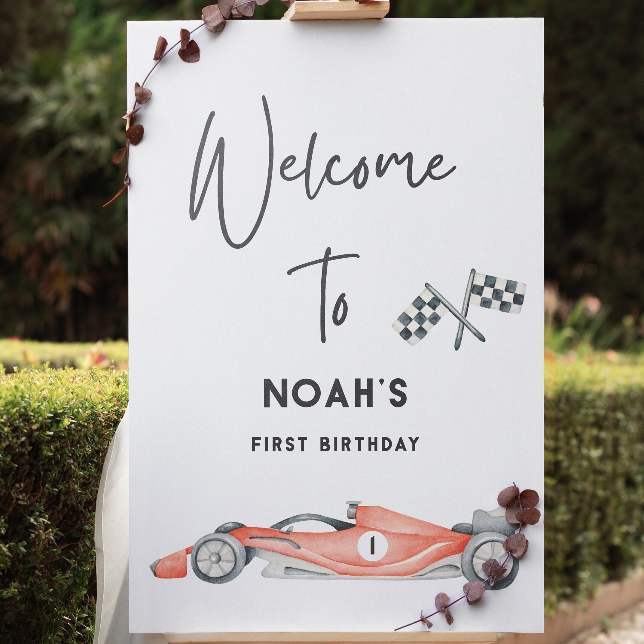 FAST ONE Welcome Sign, Race Car 1st Birthday, Race Car First Birthday ...