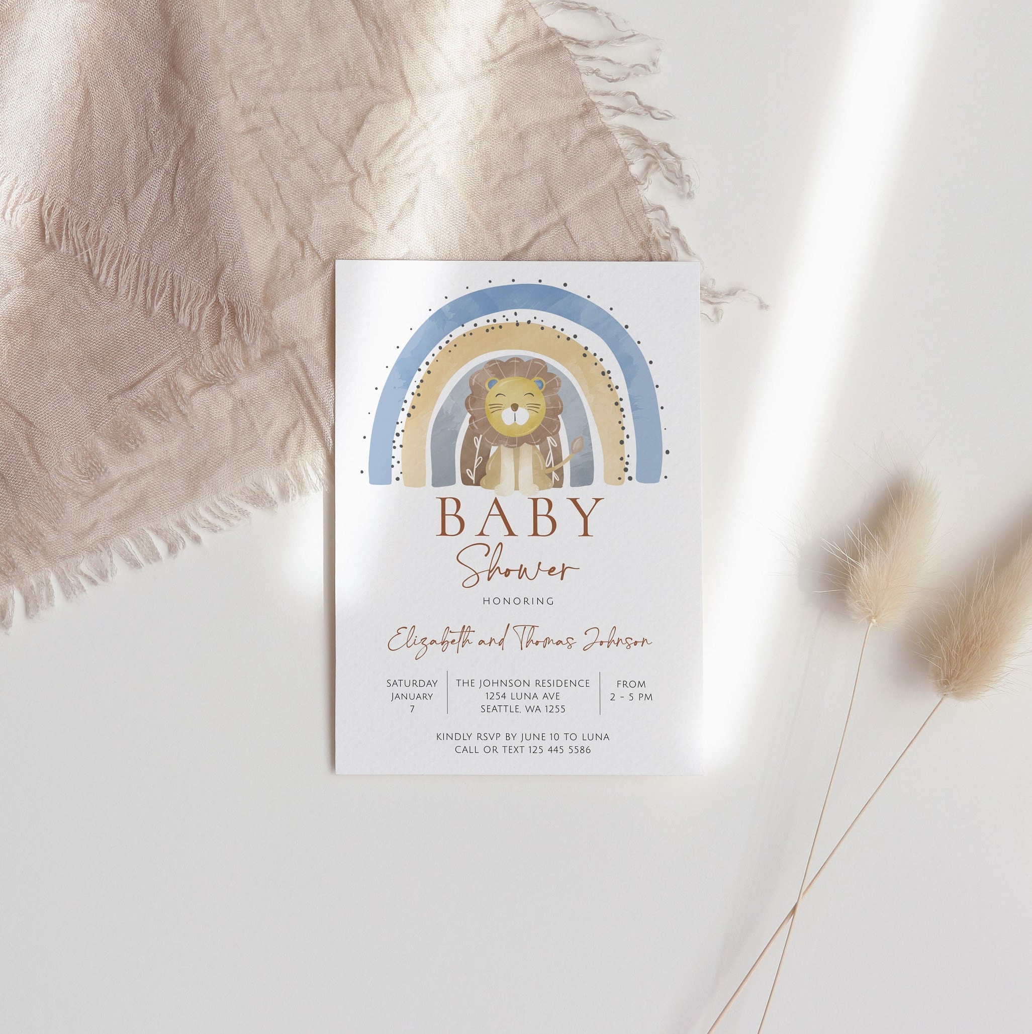 Rainbow Baby Shower Invitation Bundle, Boho Rainbow Baby Shower Invite ...