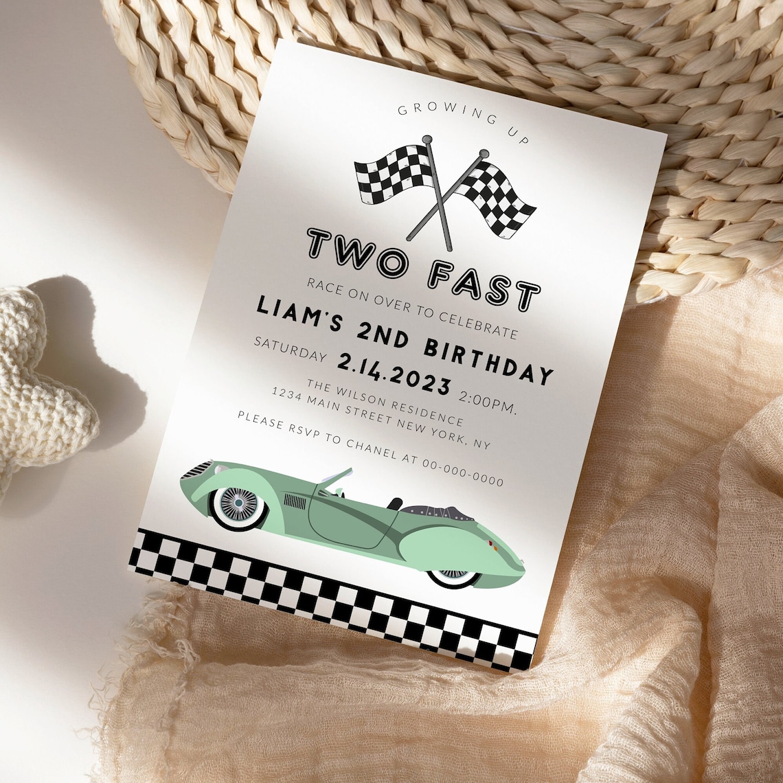 Editable TWO Fast Birthday Invitation, Race Car Invitation, 2nd ...