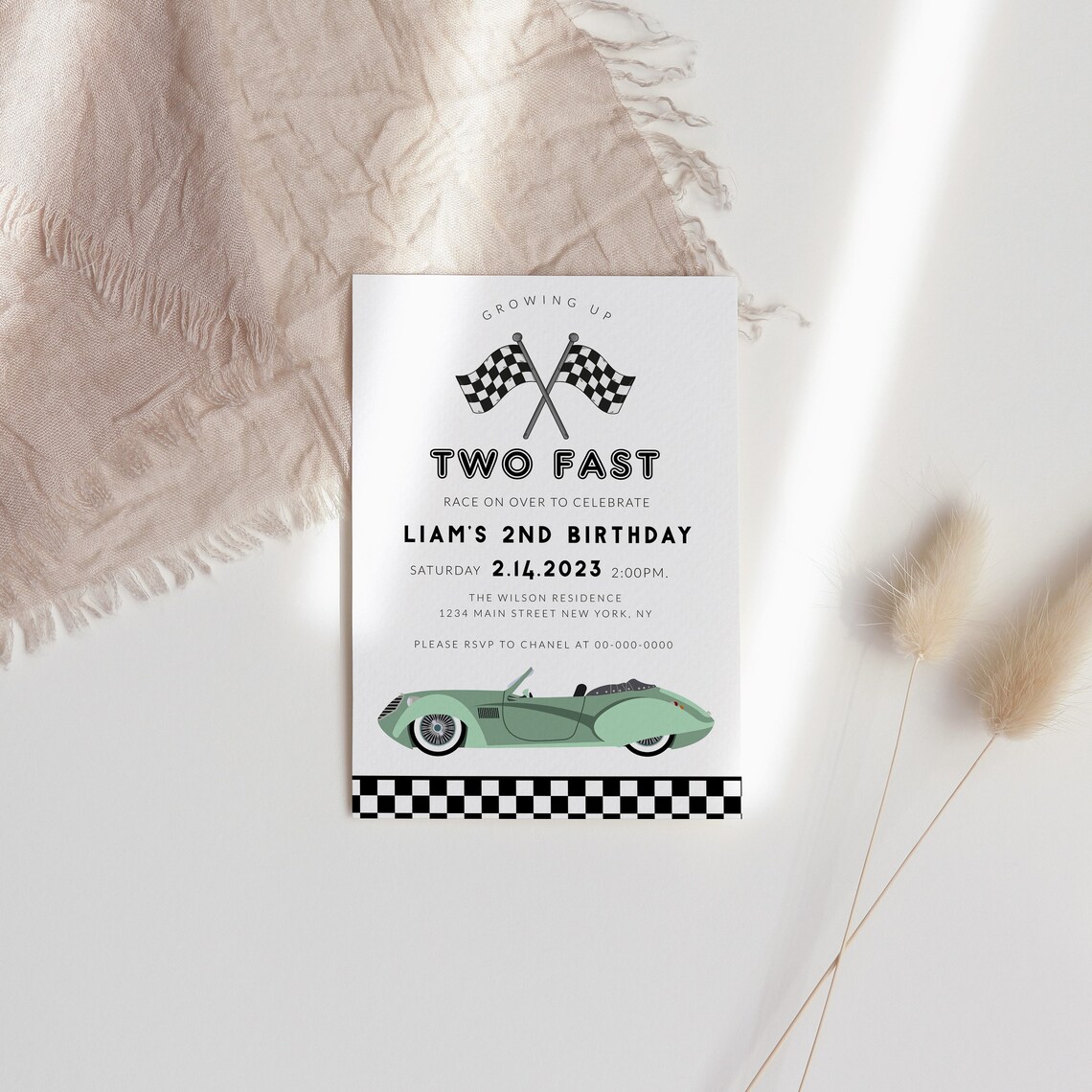 Editable TWO Fast Birthday Invitation, Race Car Invitation, 2nd ...