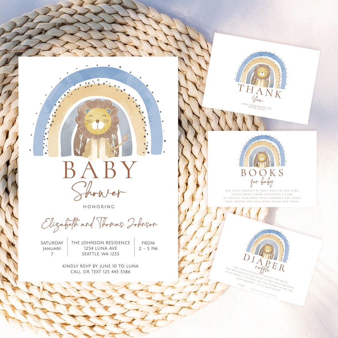 Rainbow Baby Shower Invitation Bundle, Boho Rainbow Baby Shower Invite ...