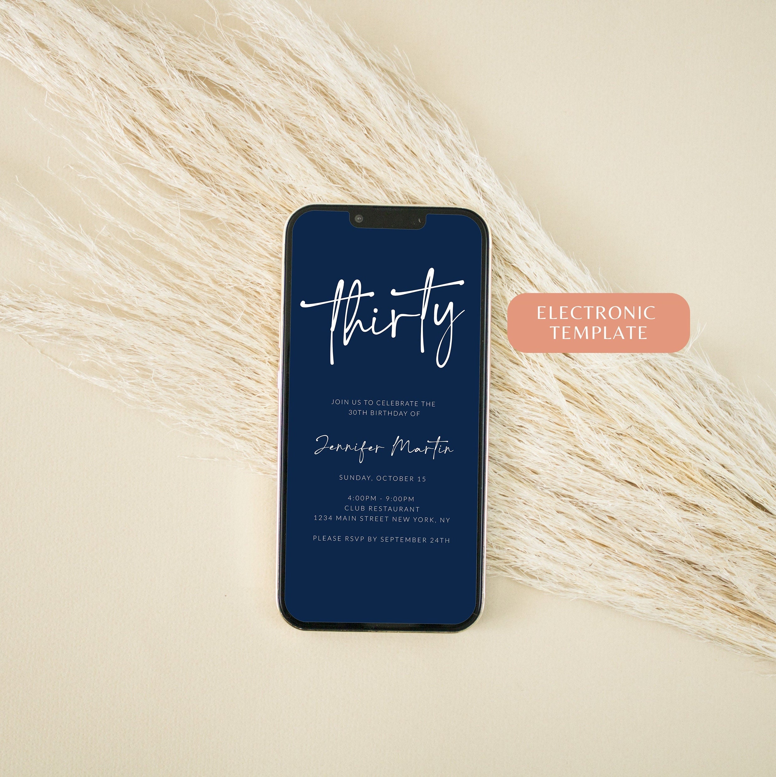 Editable Birthday Party Digital Invitation, 30th Birthday Invitation ...
