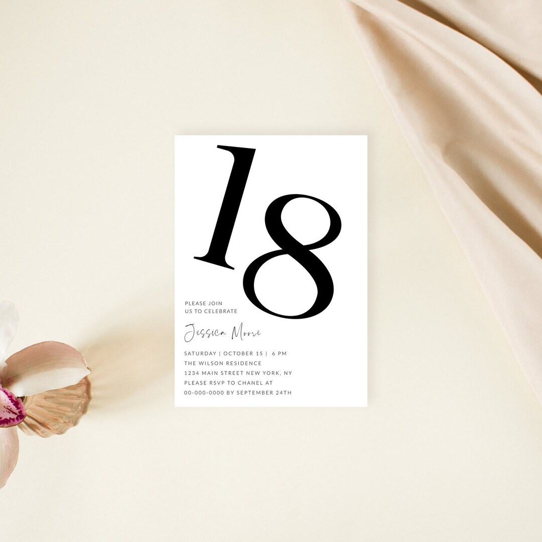 18th Birthday Invitation Digital, Editable Template, Invites for Teen ...