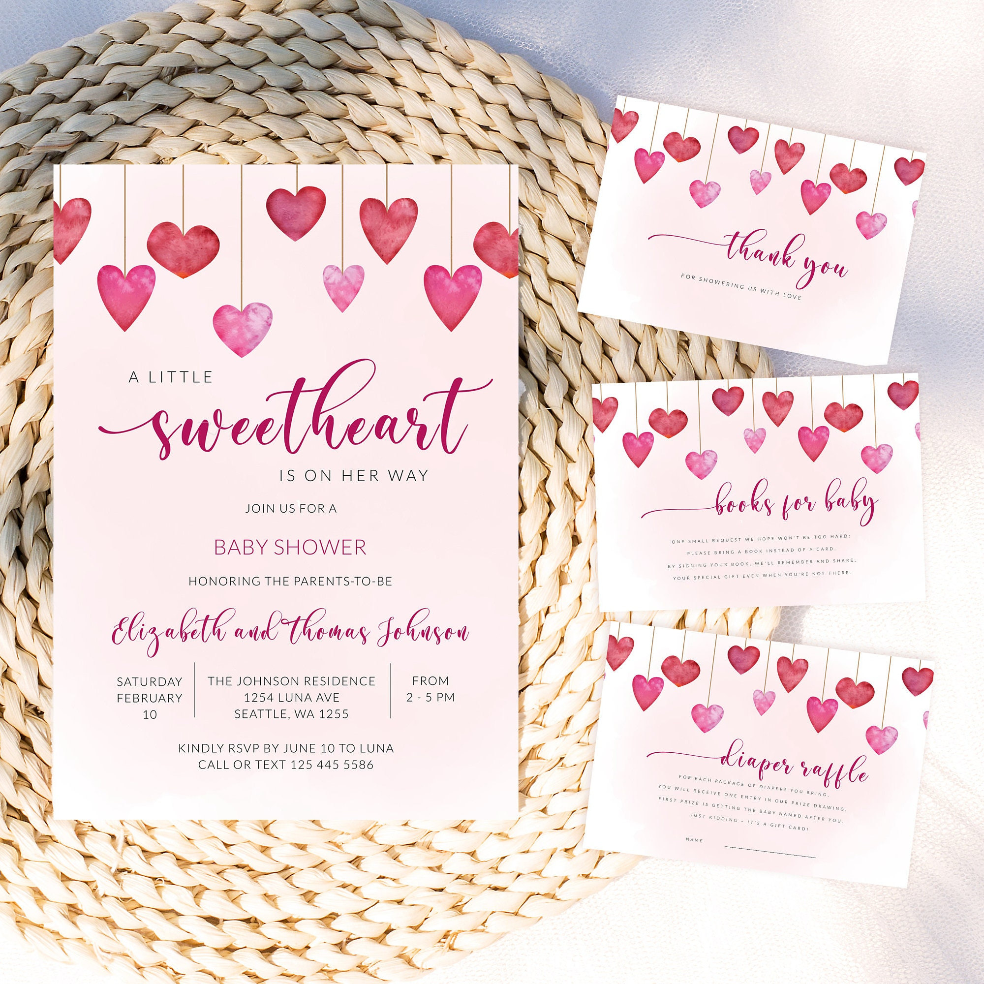 EDITABLE Valentine Baby Shower Invitation, A Little Sweetheart Baby ...