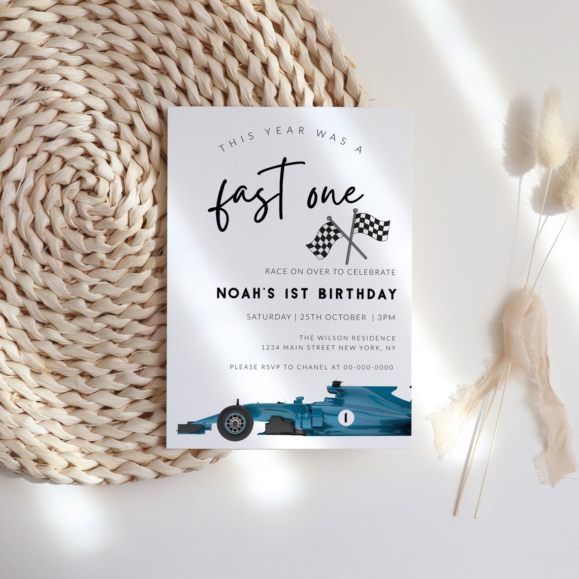 Race Car Birthday Invitation, Fast One Birthday, First Trip Around ...