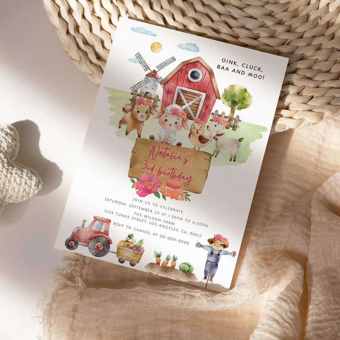 Farm Birthday Party Invitation Template, Farm Animals Birthday ...