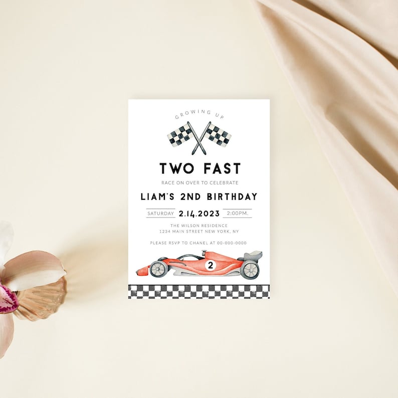 Editable TWO Fast Birthday Invitation Race Car Invitation - Etsy