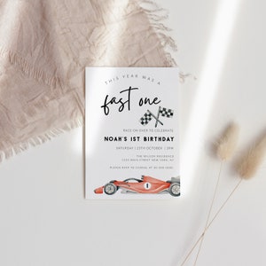 FAST ONE First Birthday Invitation, Race Car Invitation, Race Car 1st ...