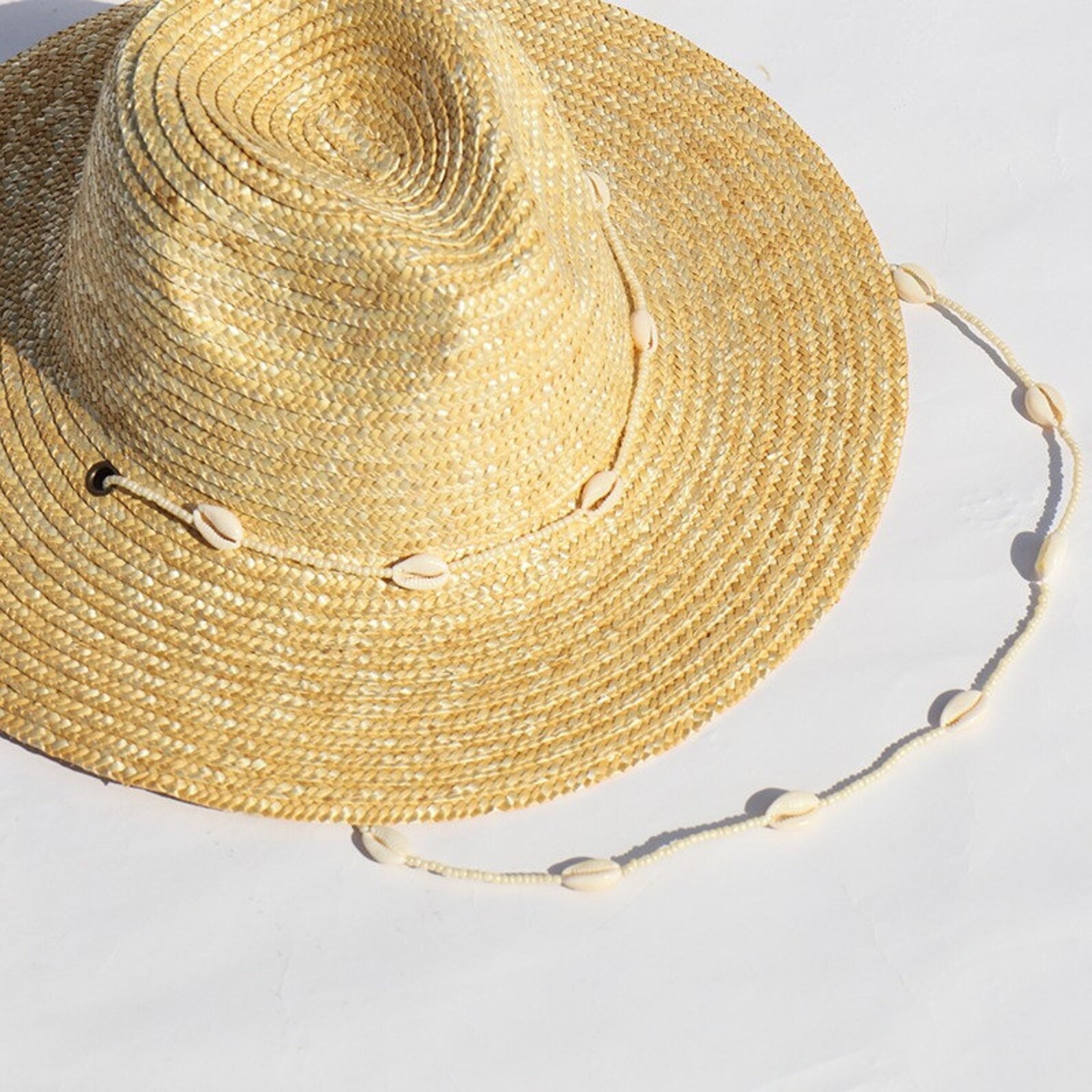 Summer Boater Straw Hats With Seashells Handmade Beach - Etsy