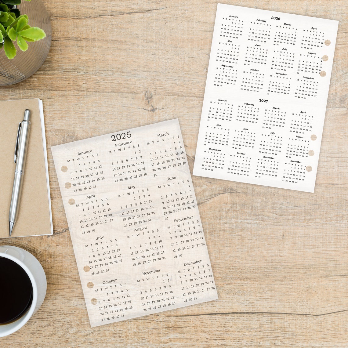 2025 Vellum Calendar Insert - Etsy