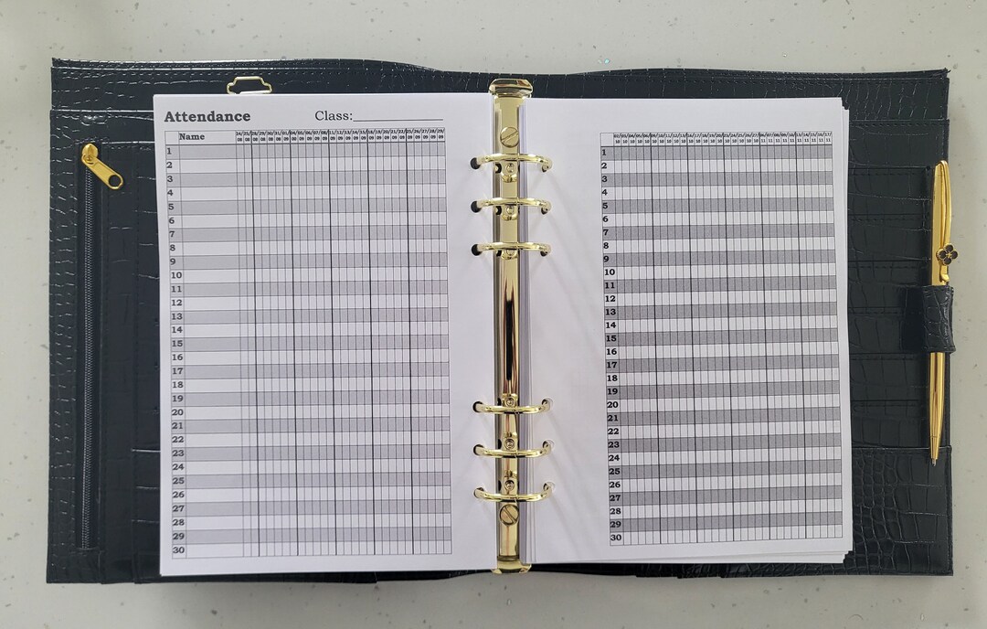 Attendance Tracker Dated '24-'25 ; A5 Printed Teacher Insert (english ...