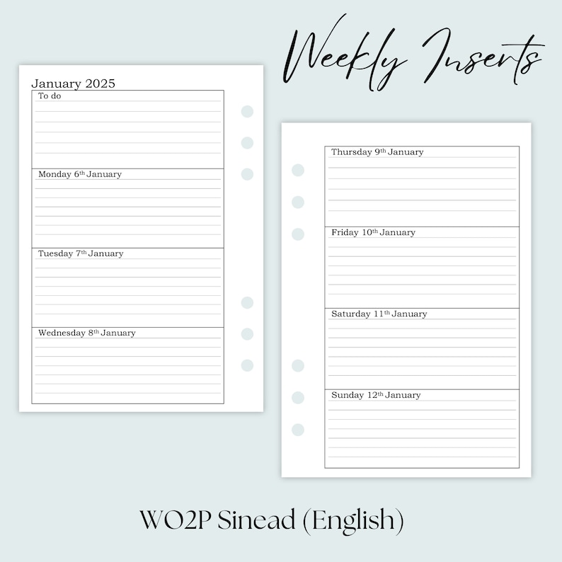 2025 Weekly Planner Inserts Printed - Etsy