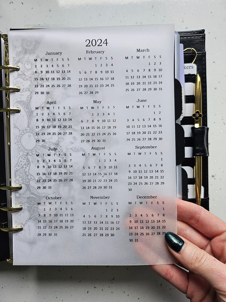 2025 Vellum Calendar Insert - Etsy