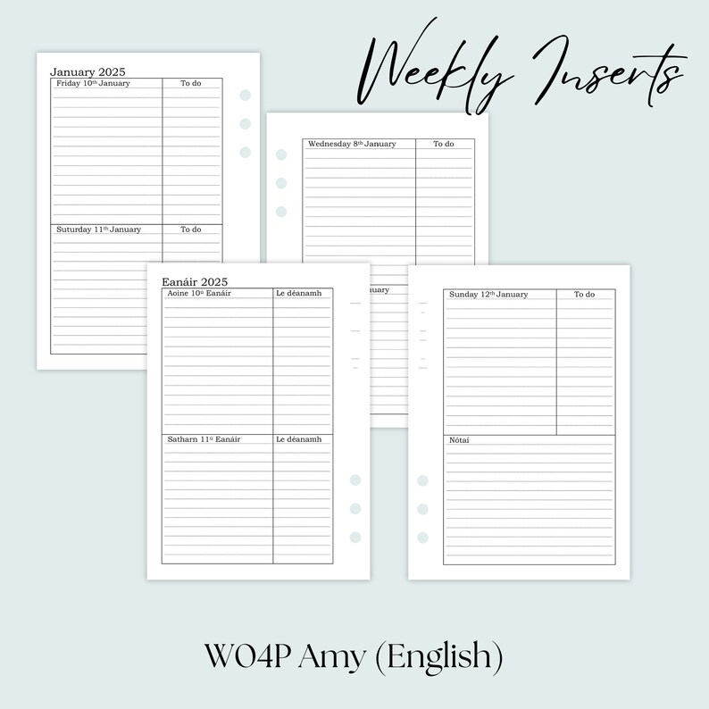 2025 Weekly Planner Inserts Printed - Etsy